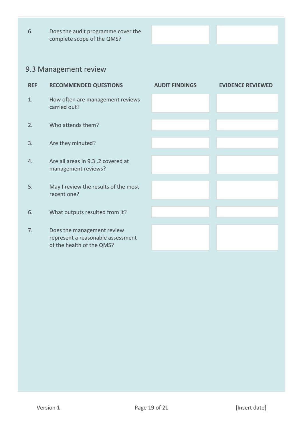 QMS-FORM-09-4 Internal Audit Checklist by CertiKit Limited - Issuu