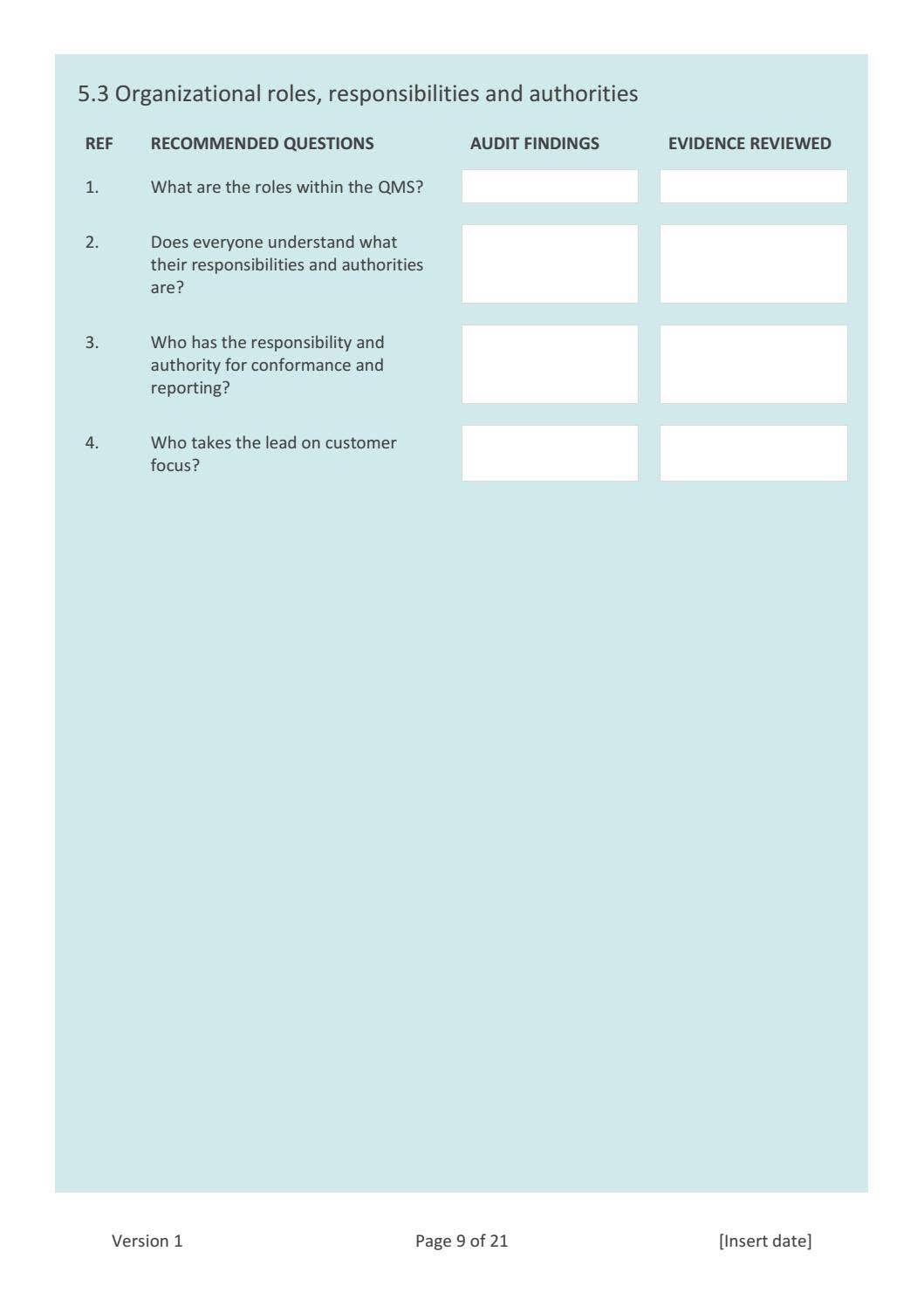 QMS-FORM-09-4 Internal Audit Checklist by CertiKit Limited - Issuu