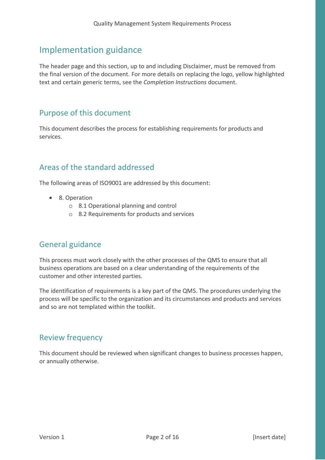 QMS-DOC-08-1 Requirements Process by CertiKit Limited - Issuu