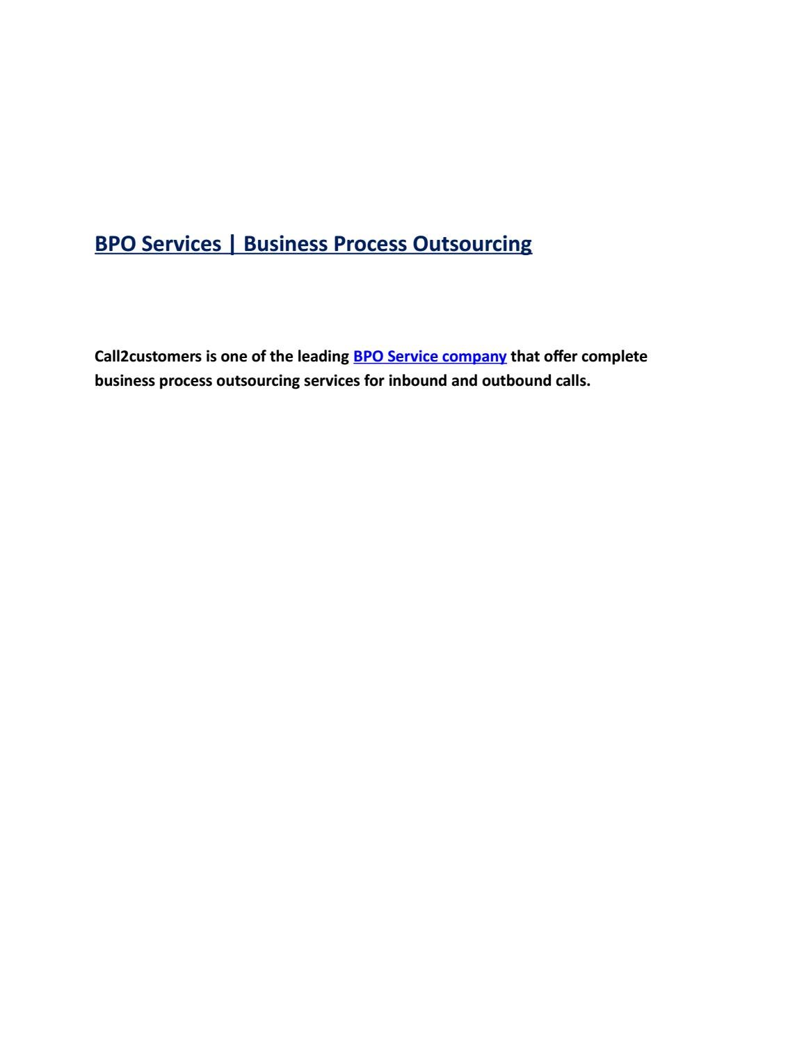 BPO Services | Business Process Outsourcing by Call2Customer - Call ...