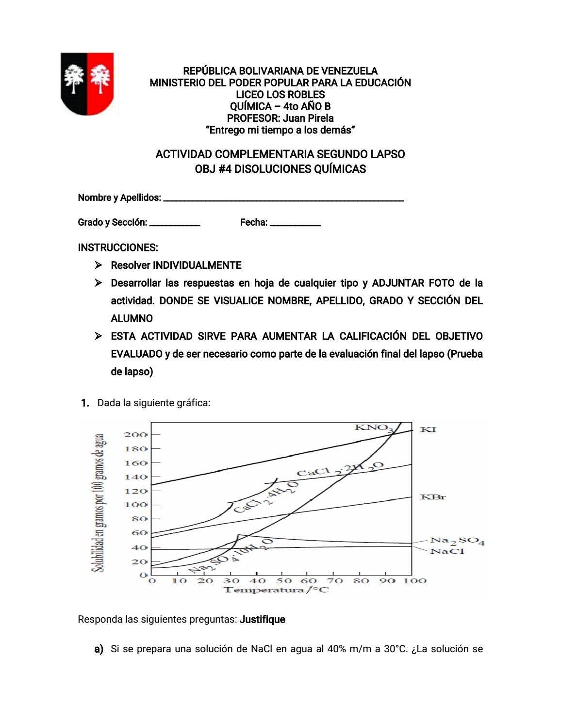 Complemento qu%c3%8d 4to a%c3%91o b semana 2 by Liceo Los Robles - Issuu