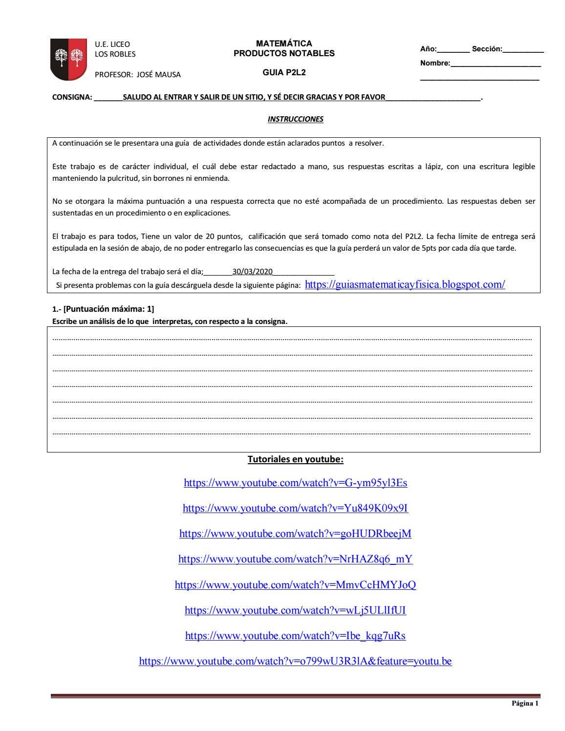 Complemento matem%c3%81tica 2do a%c3%91o a b c semana 2 by Liceo Los ...