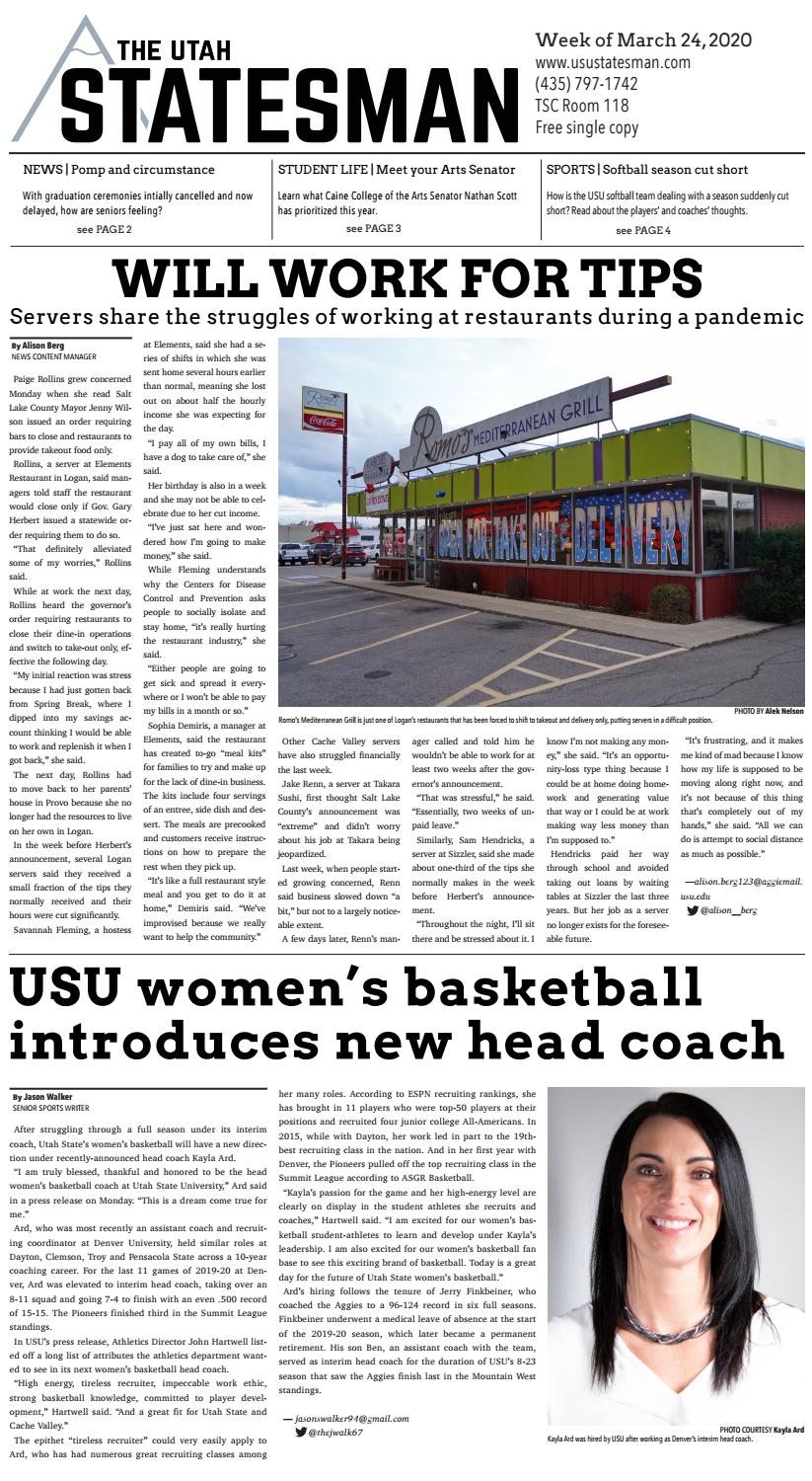 March 24, 2020 - Utah Statesman - Utah State University by The Utah ...