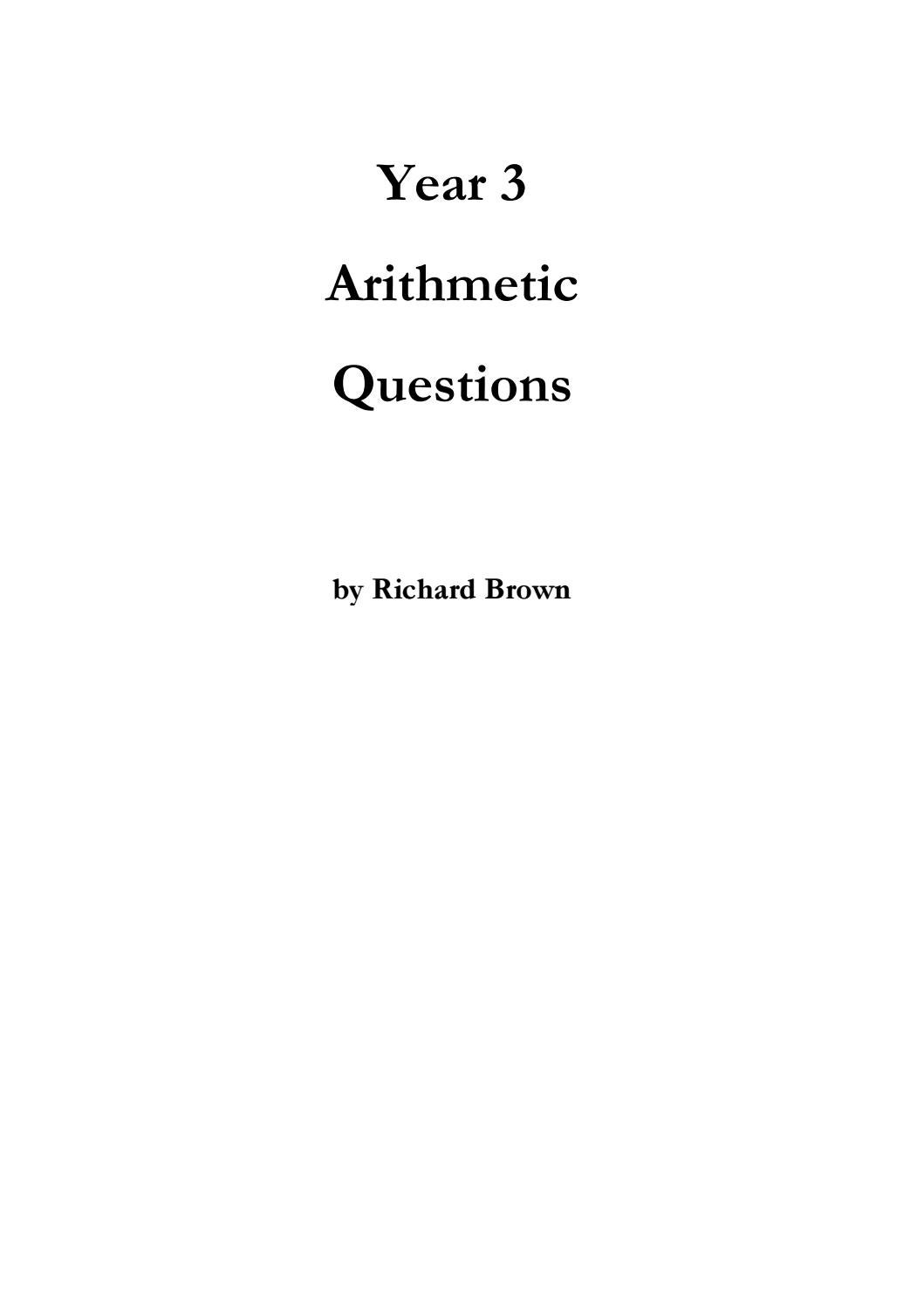Yr 3 Arithmetic Questions By Richard Brown By National Nubian News Issuu