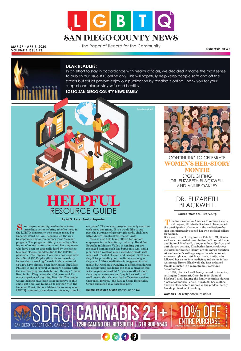 LGBTQ San Diego County News Issue 1 Volume 13 by Lgbtqsdnews - Issuu