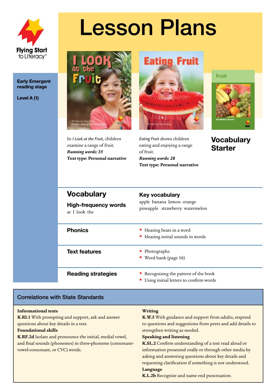 I Look at the Fruit / Eating Fruit Lesson Plan by Okapi - Issuu
