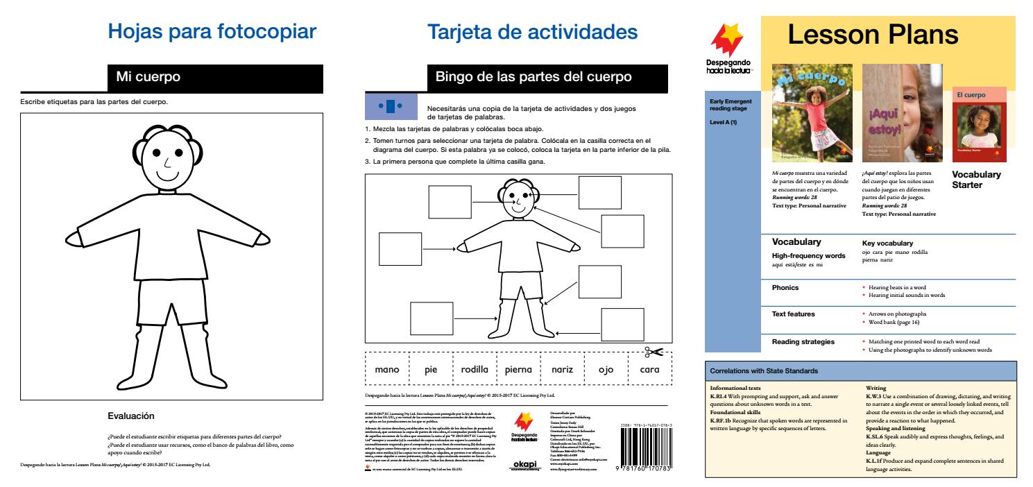 My Body / Here I Am Lesson Plan Spanish by Okapi - Issuu