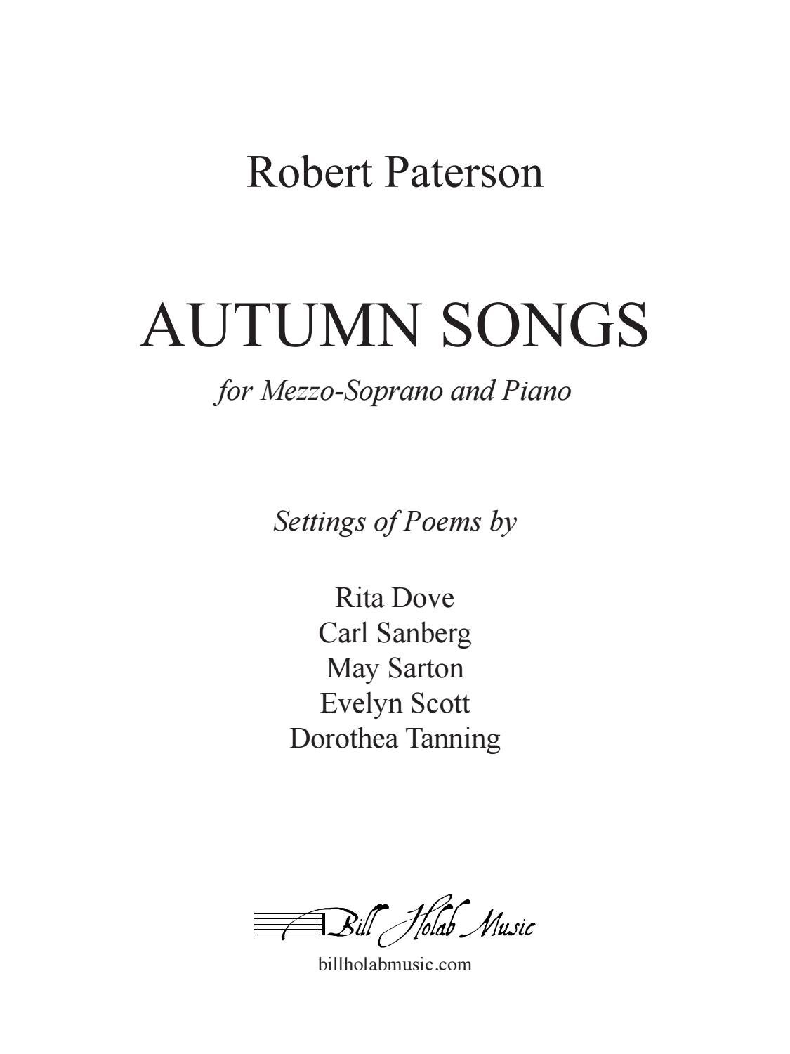 Autumn Songs - for Mezzo-Soprano and Piano - Robert Paterson by Robert ...
