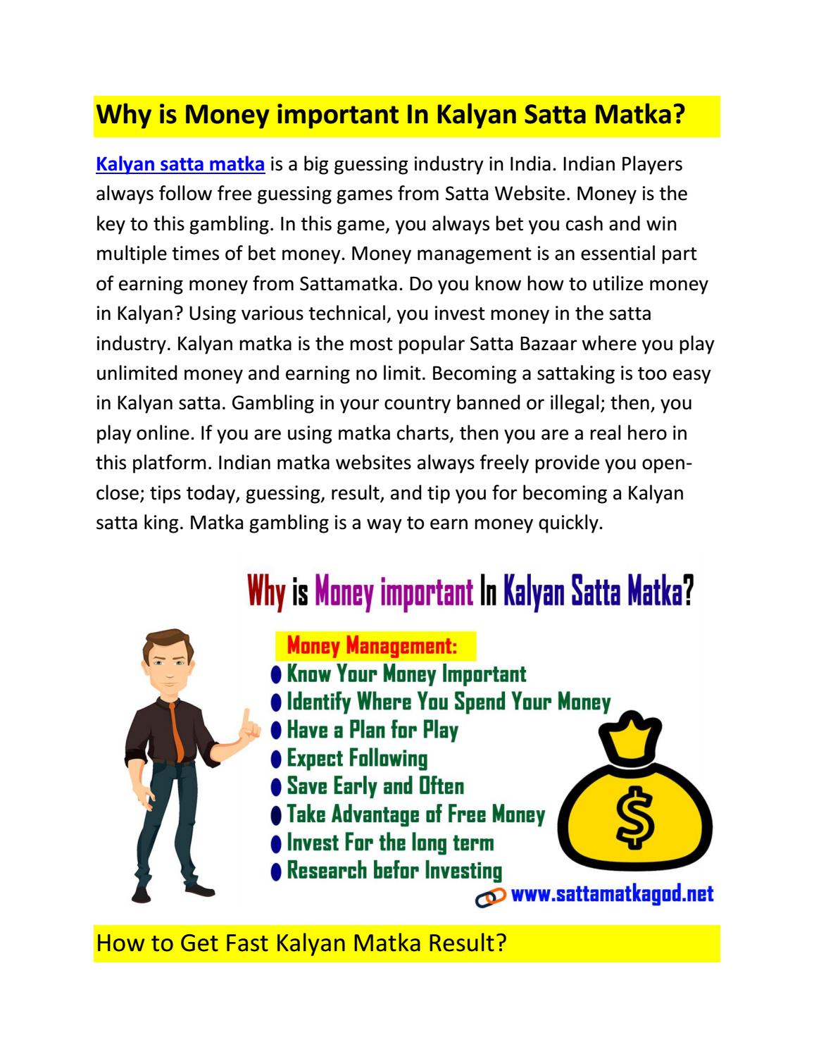 Why is Money important In Kalyan Satta Matka? by Satta matka god - Issuu