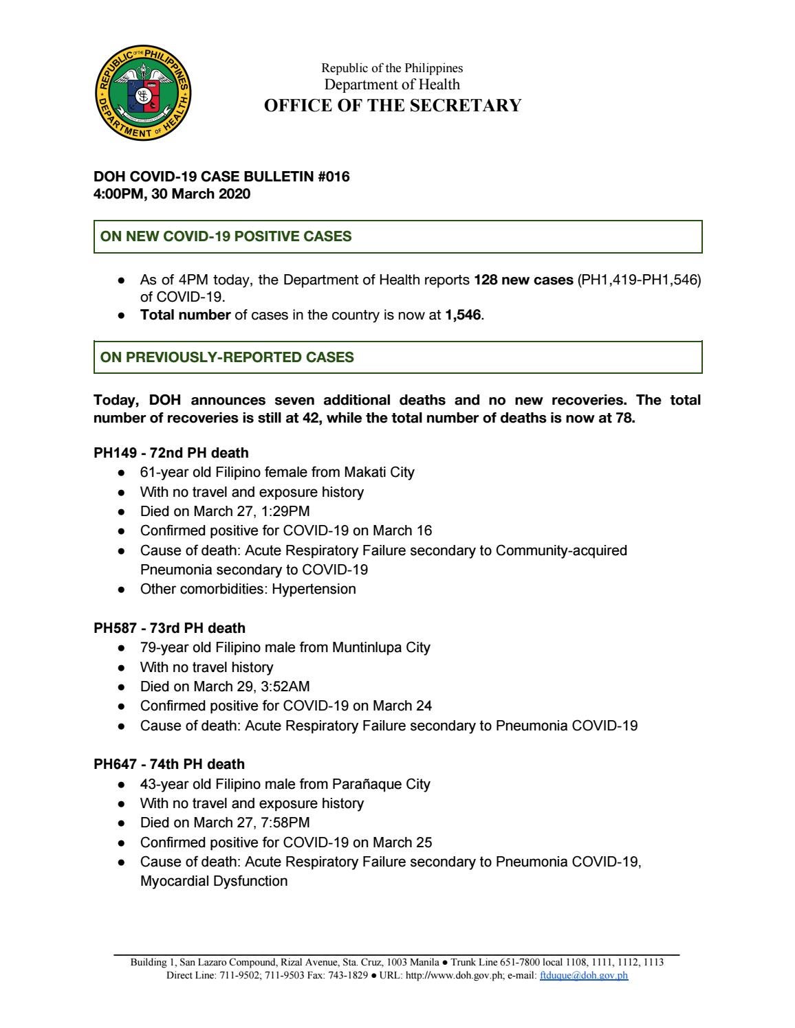 #016 DOH COVID-19 CASE BULLETIN by myinquirer dotnet - Issuu