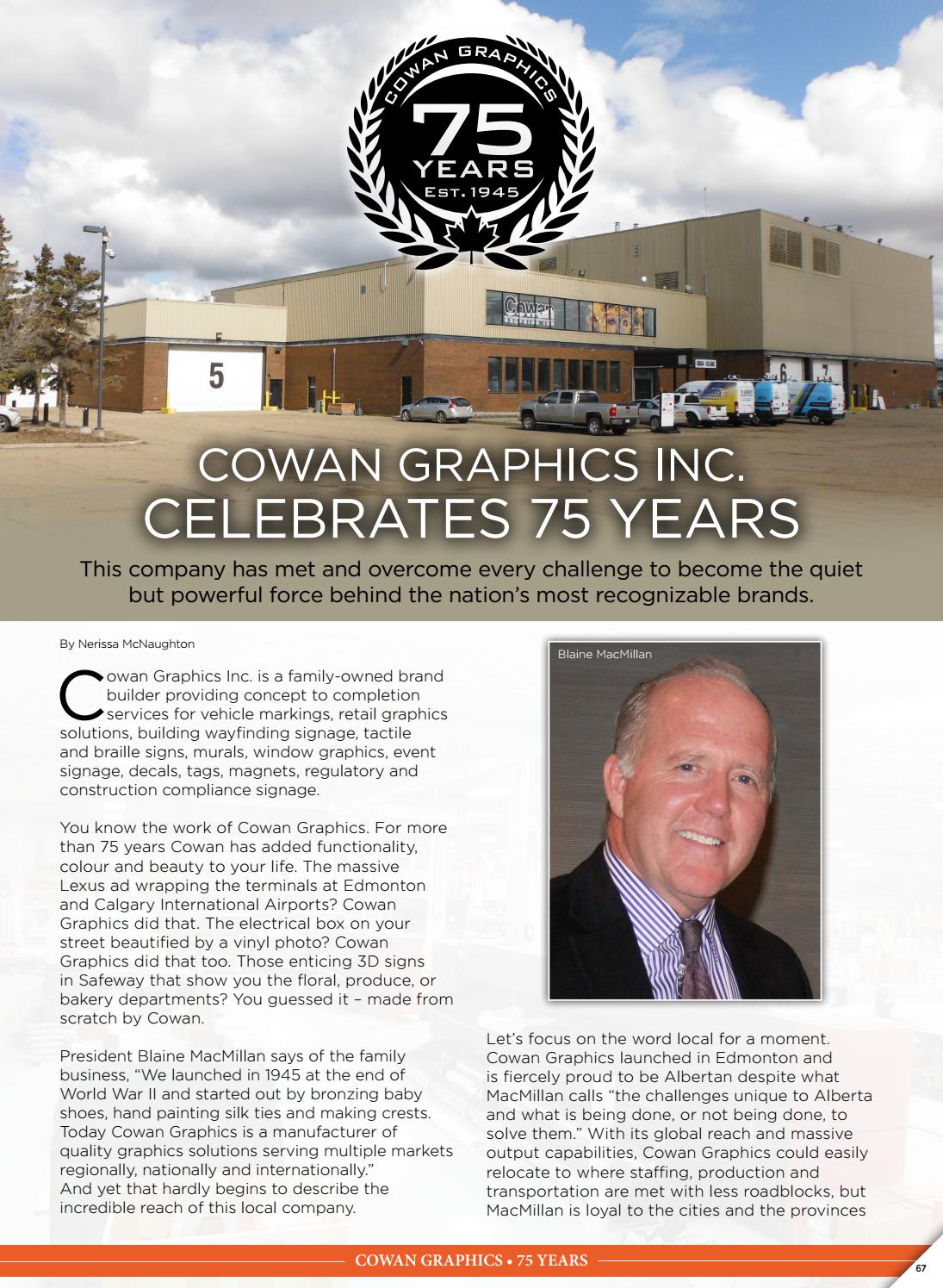 Cowan Graphics - Celebrating 75 Years by Business in Edmonton Magazine ...