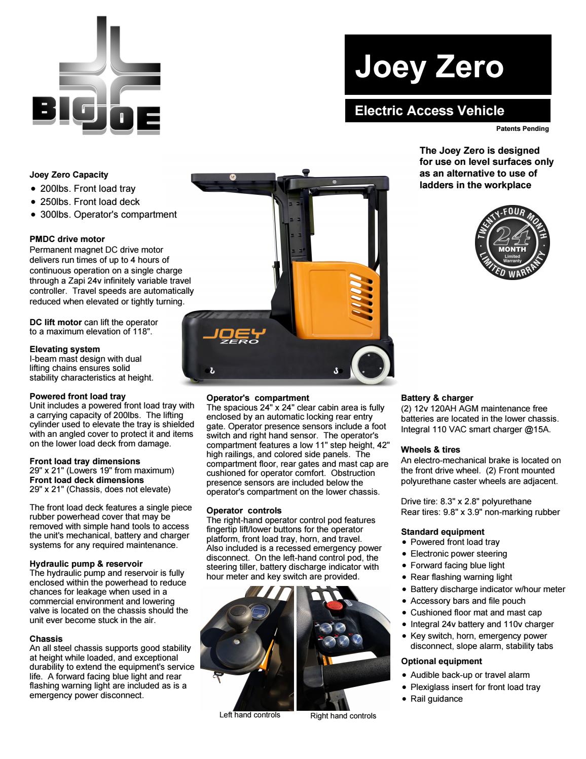 Big Joe Electric Access Vehicle-Joey Zero by Herc-U-Lift Inc. - Issuu