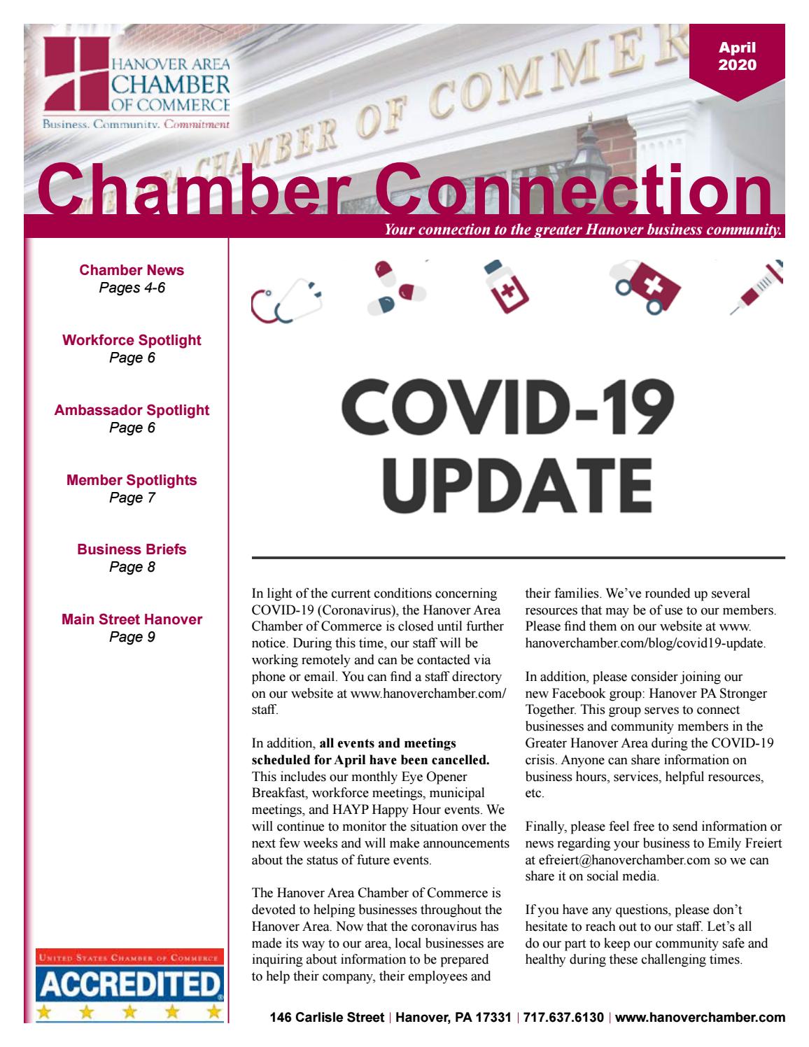 April 2020 Chamber Connection Newsletter by Hanover Area Chamber of ...