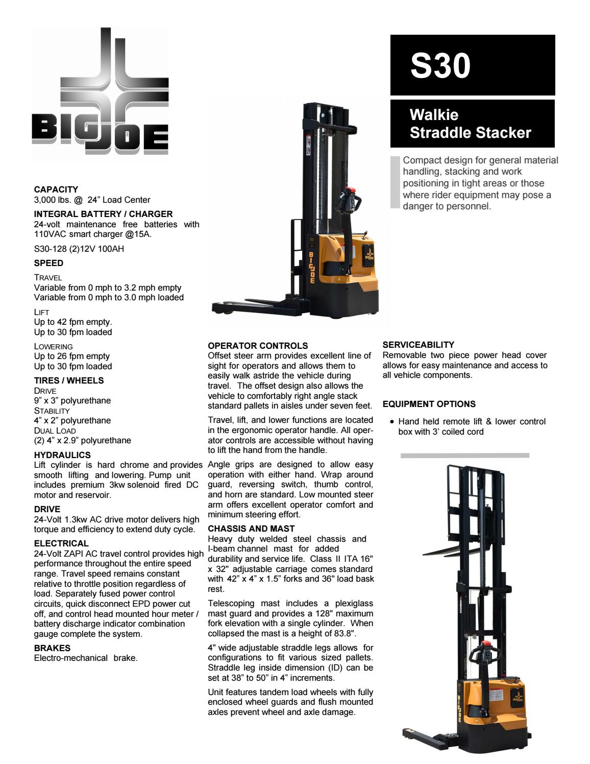 Big Joe Straddle Stackers (S30) by Herc-U-Lift Inc. - Issuu