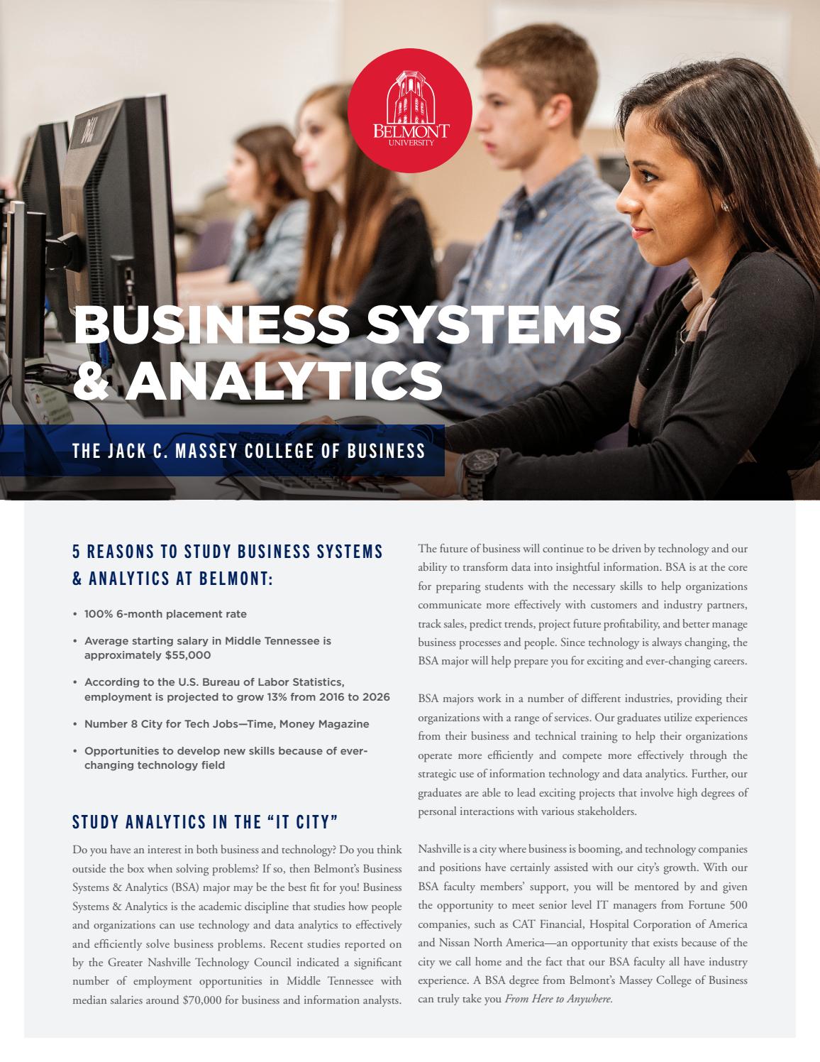 Business Systems & Analytics Flyer by Belmont University - Issuu