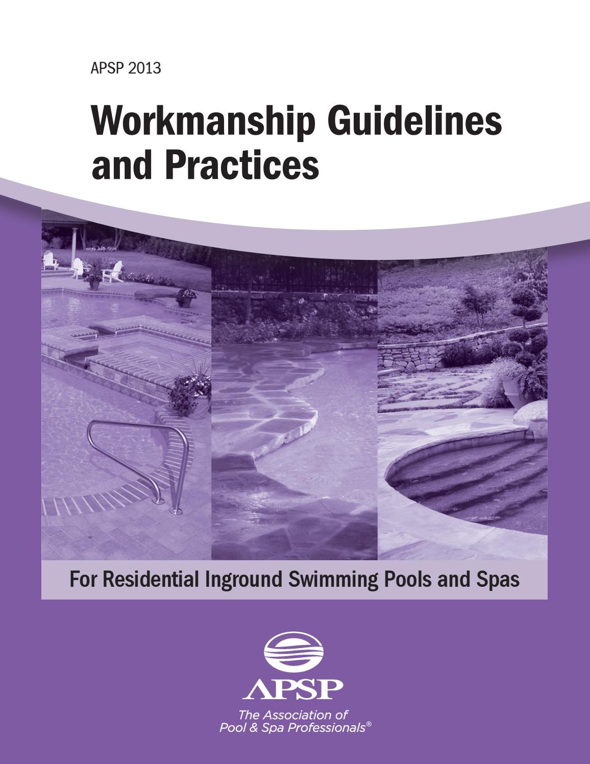 APSP 2013 Workmanship Guidelines and Practices by thePHTA - Issuu