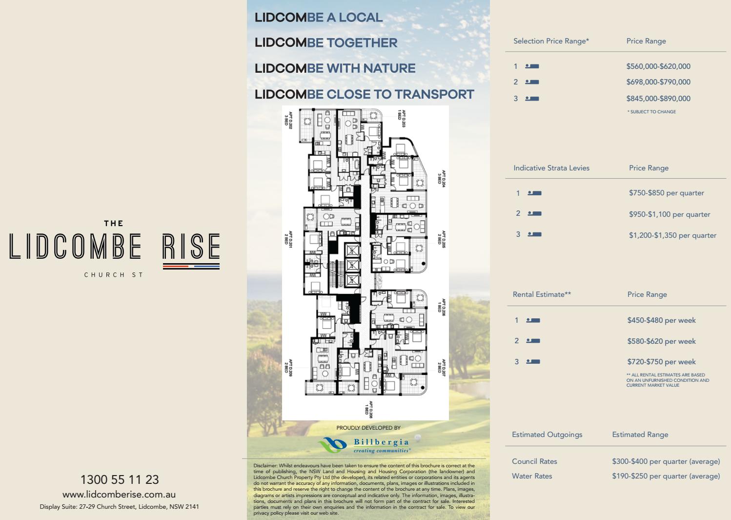 The Lidcombe Rise - Summary Sheet by Billbergia - Issuu
