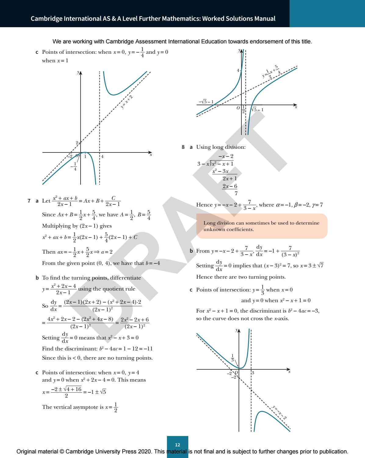 Cambridge International AS & A Level Further Mathematics Worked ...