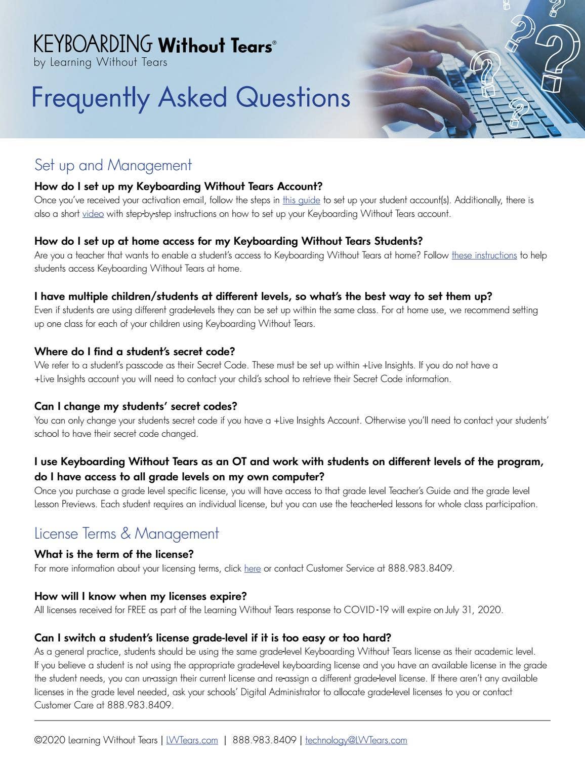 Keyboarding Without Tears Frequently Asked Questions for Parents and ...