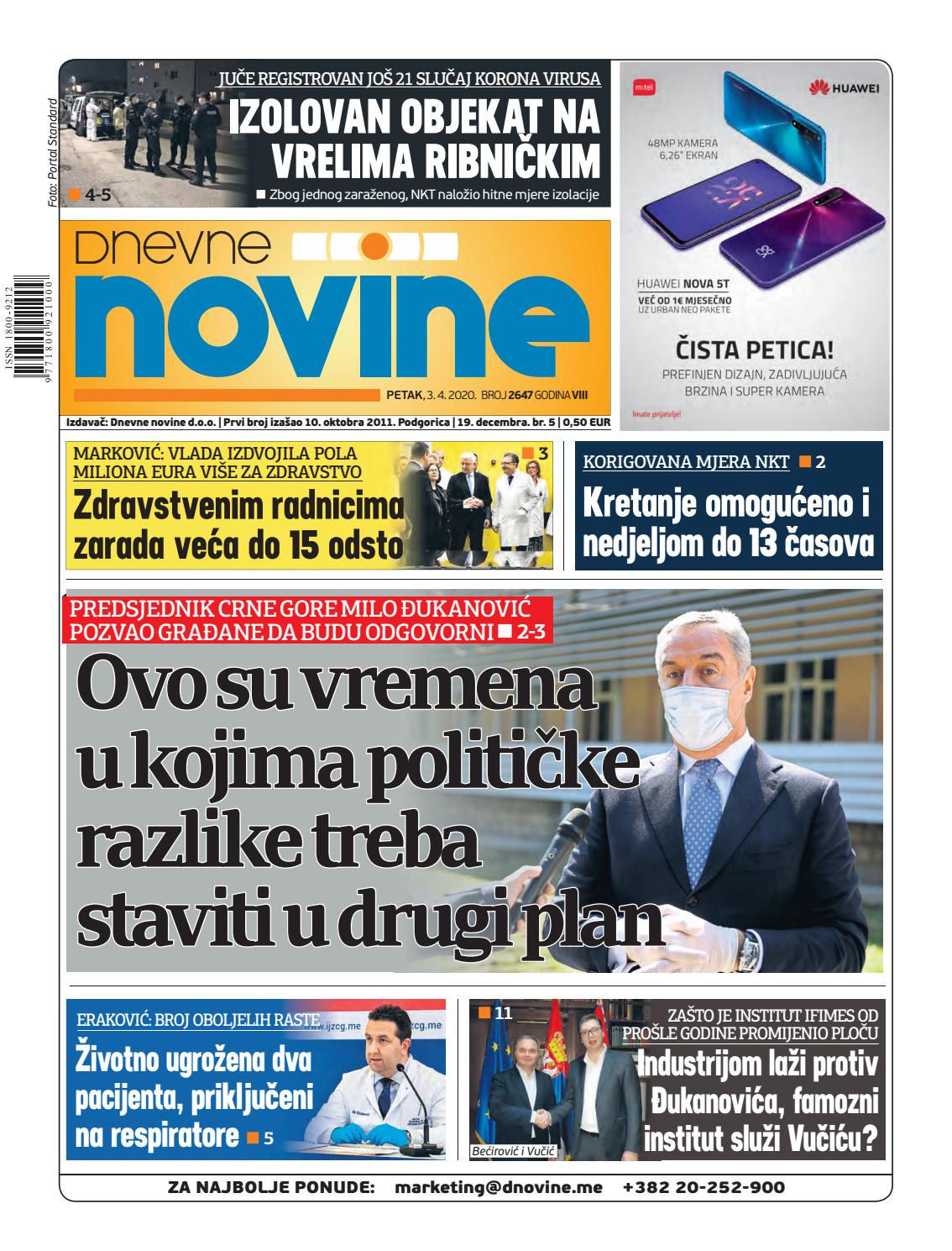 Dnevne novine 3. april 2020. by Dnevne Novine - Issuu