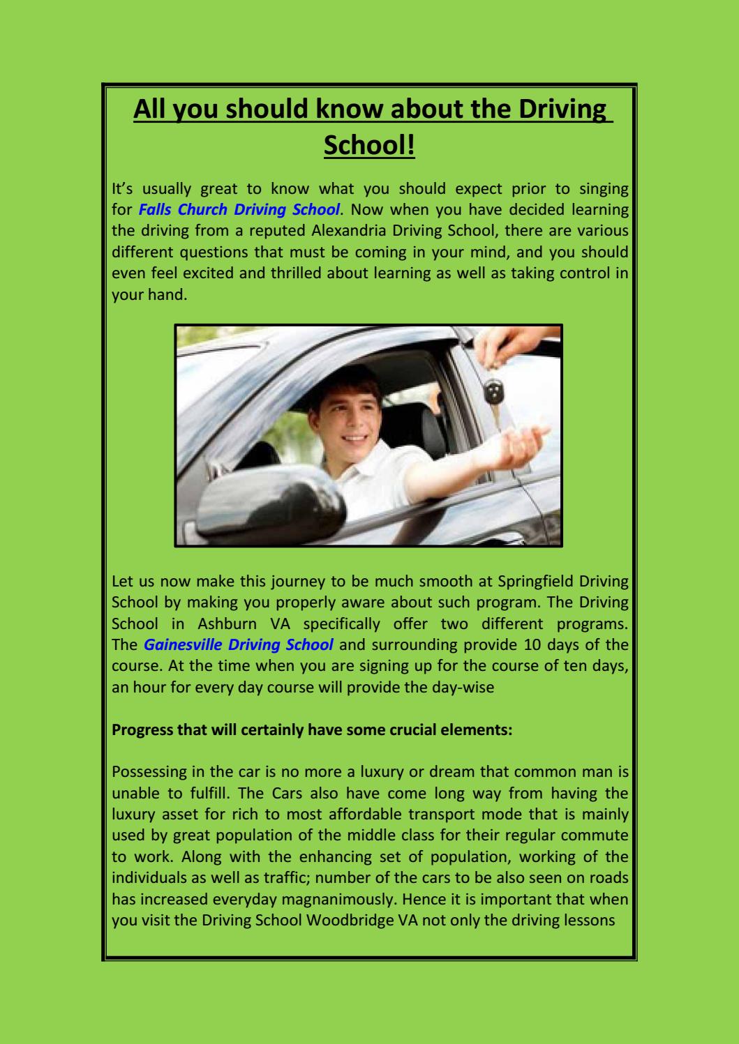 All you should know about the Driving School! by ezdriving schoolva - Issuu