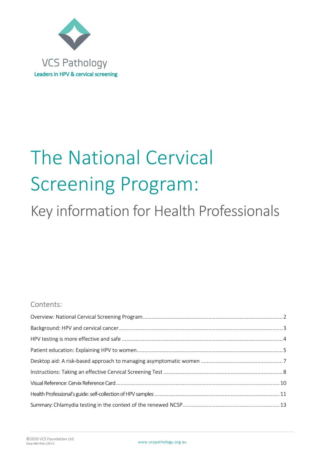 National Cervical Screening Program - Key Information for Health ...