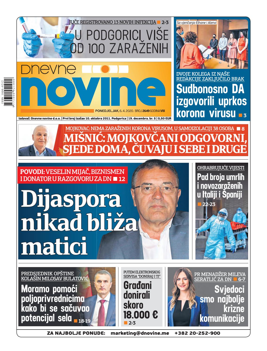 Dnevne novine 6. april 2020. by Dnevne Novine - Issuu