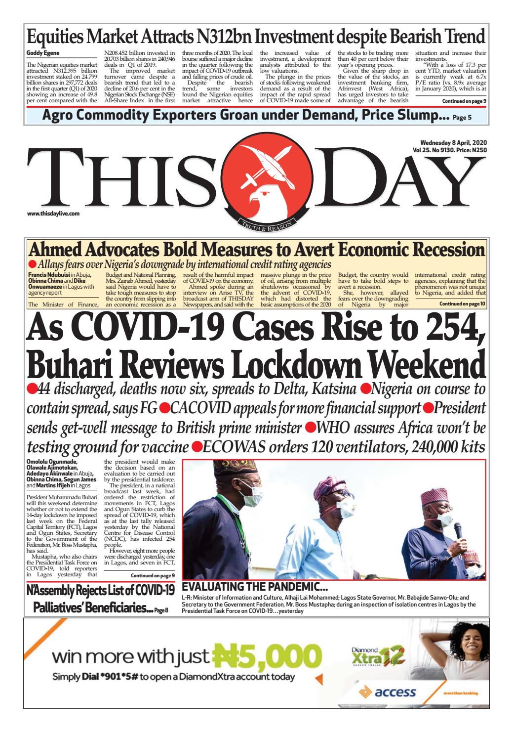 WEDNESDAY 8TH APRIL 2020 by THISDAY Newspapers Ltd - Issuu