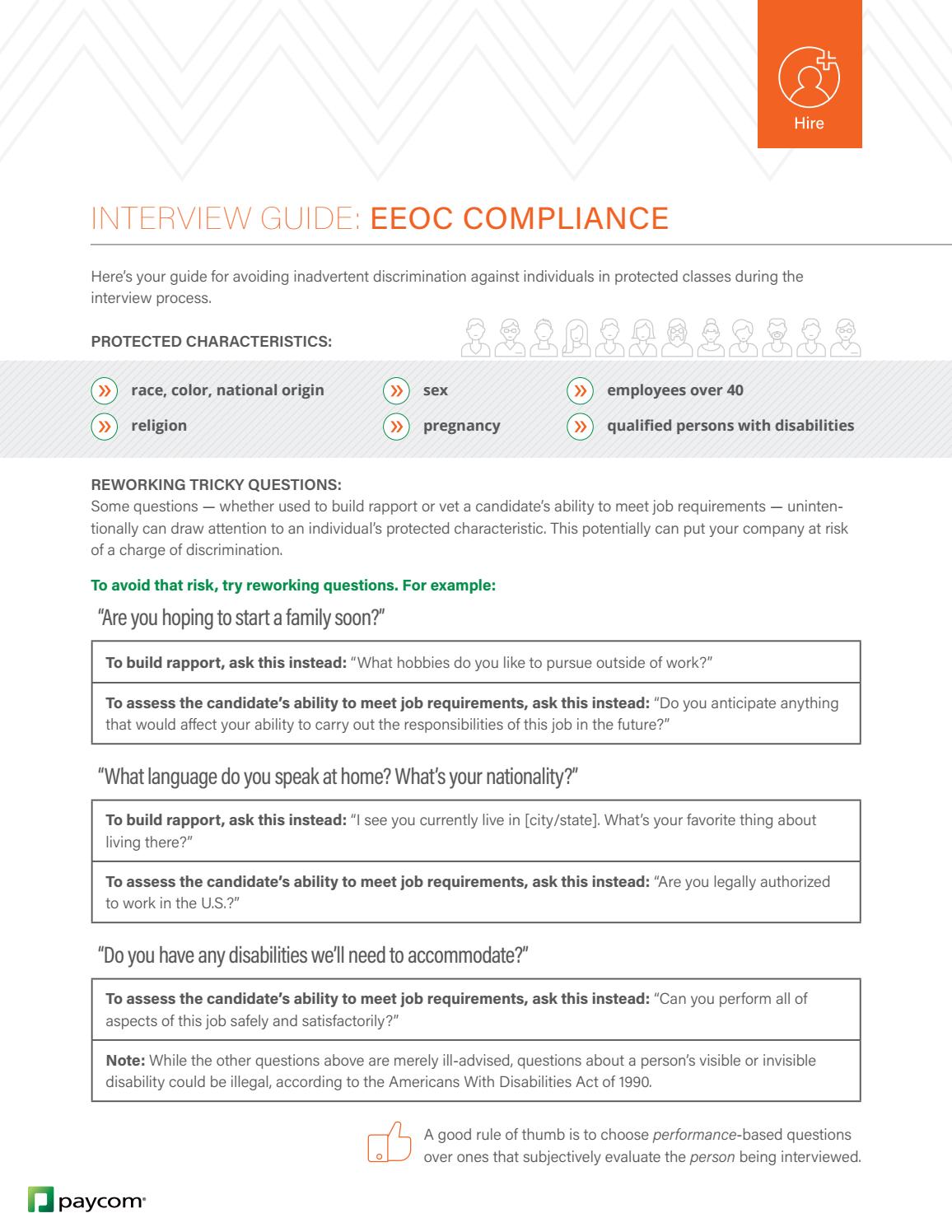 Interview Guide for EEOC Compliance by Nadia Serhani - Issuu