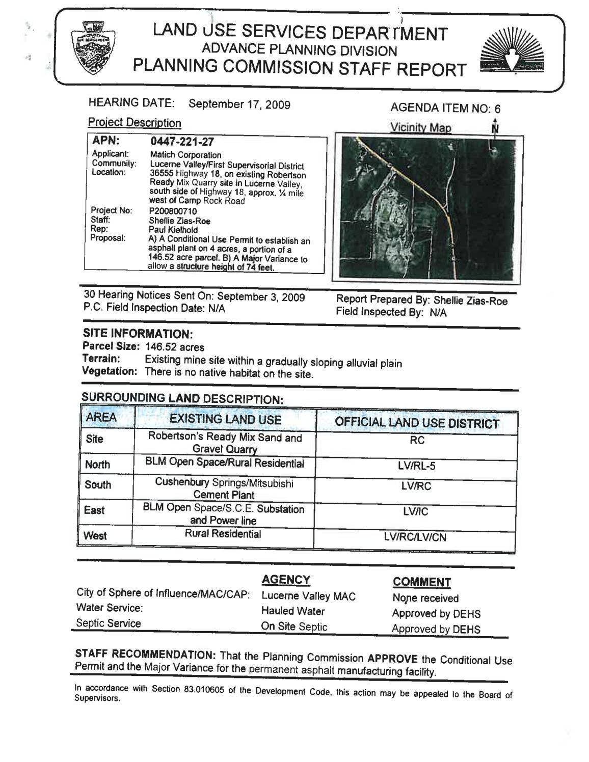 Matich Asphalt Batch Plant Initial Study and Staff Report by Dr ...