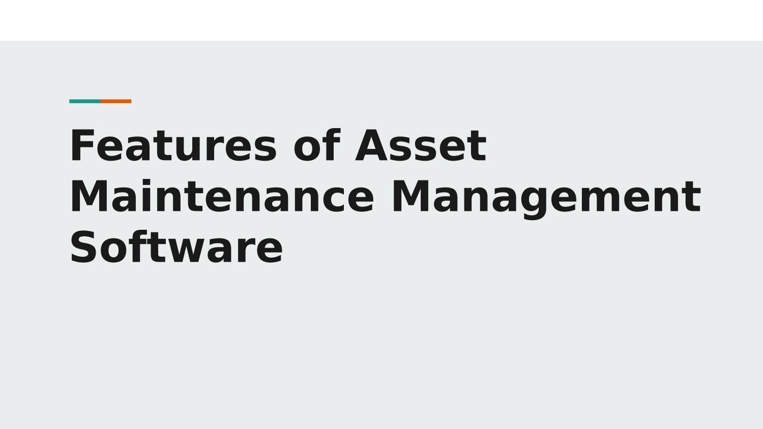 Features of Asset Maintenance Management Software | Innomaint CMMS by ...