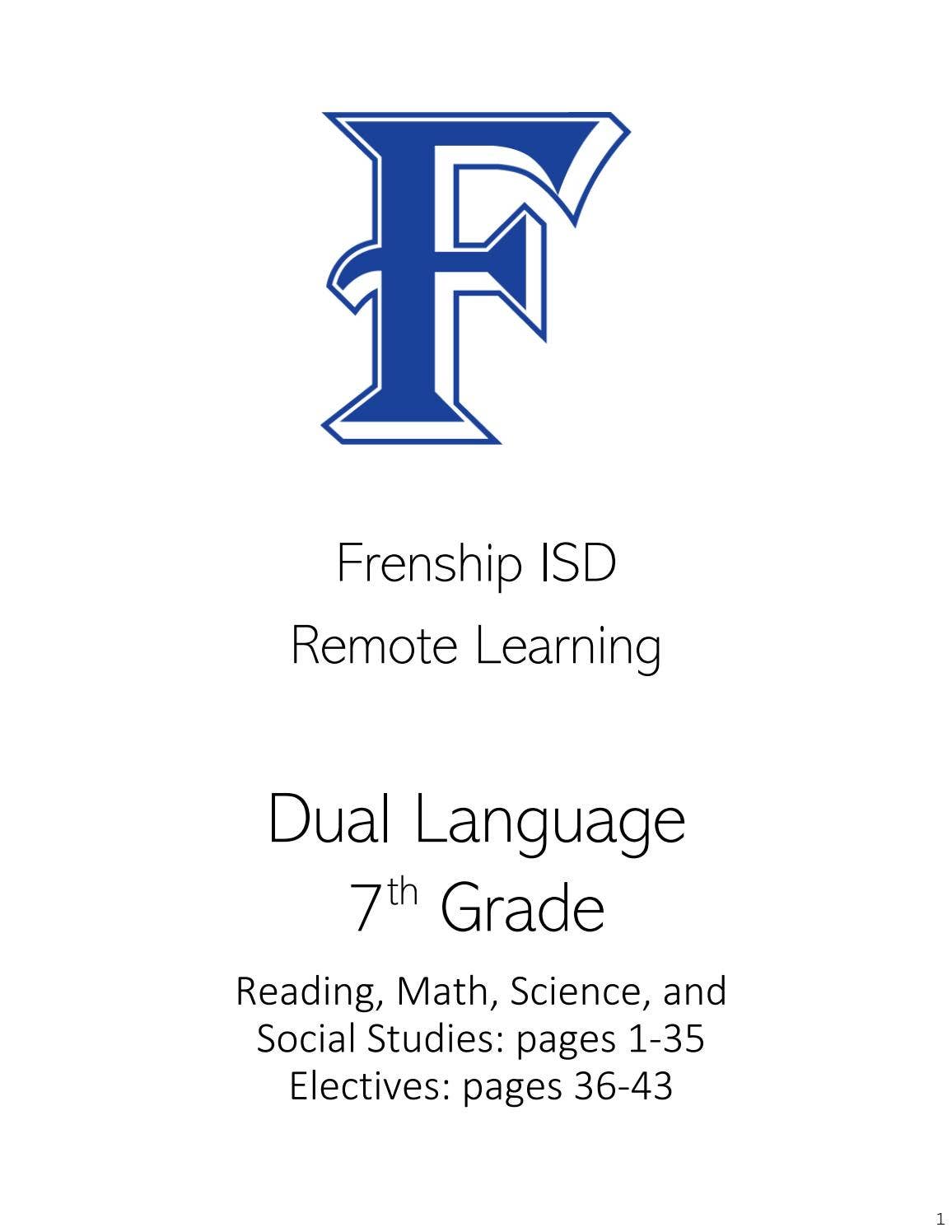 Dual Language 7th Grade April 13-17 by Frenship ISD - Issuu
