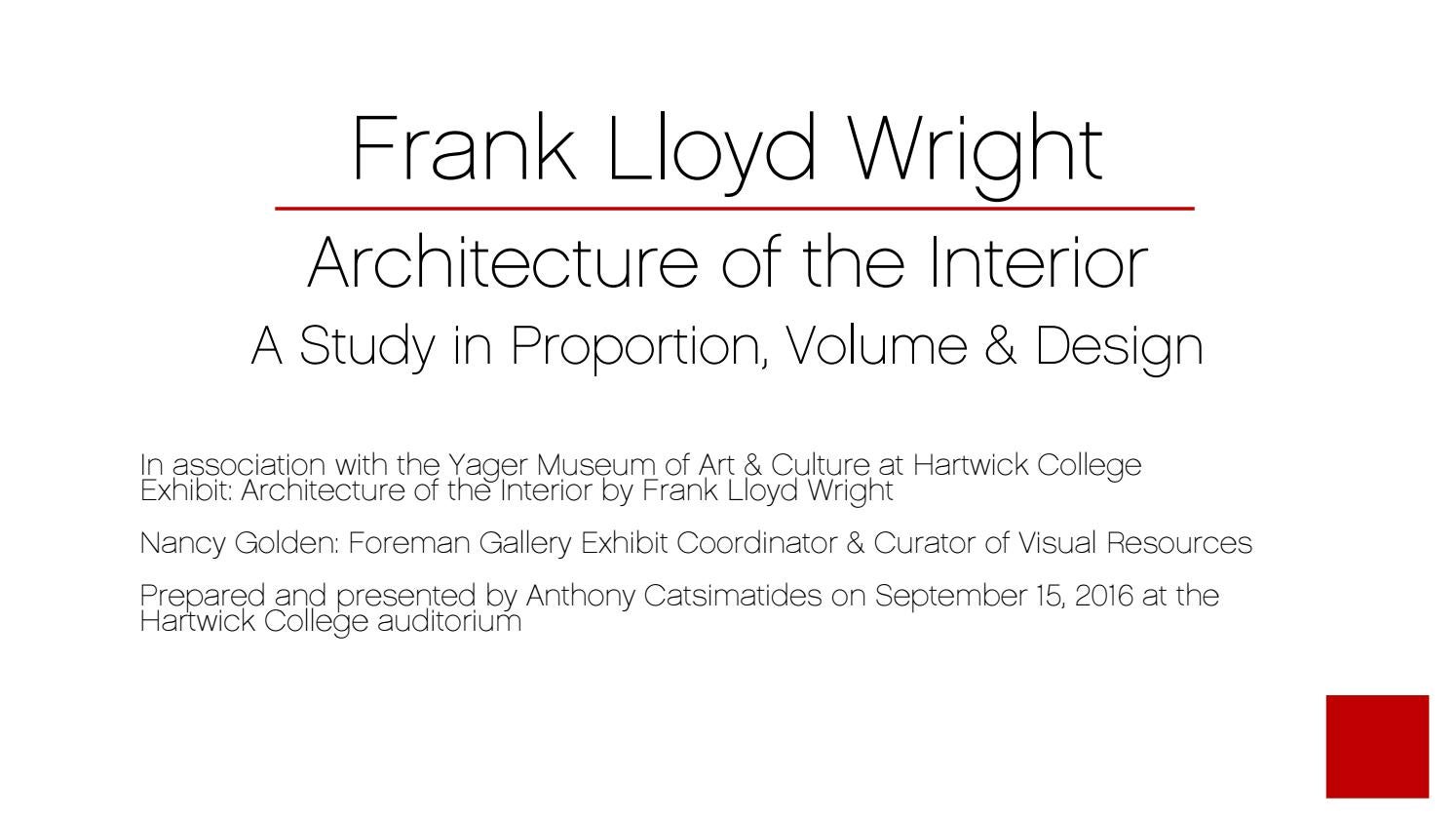 Frank Lloyd Wright: Architecture of the Interior by Open Atelier ...
