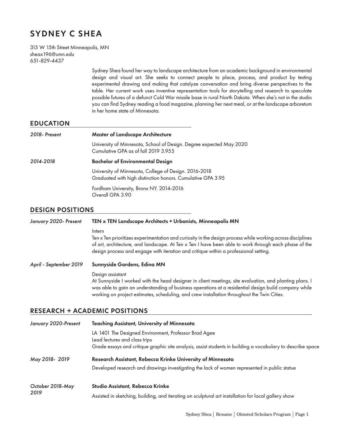 Sydney Shea CV by Sydney Shea - Issuu