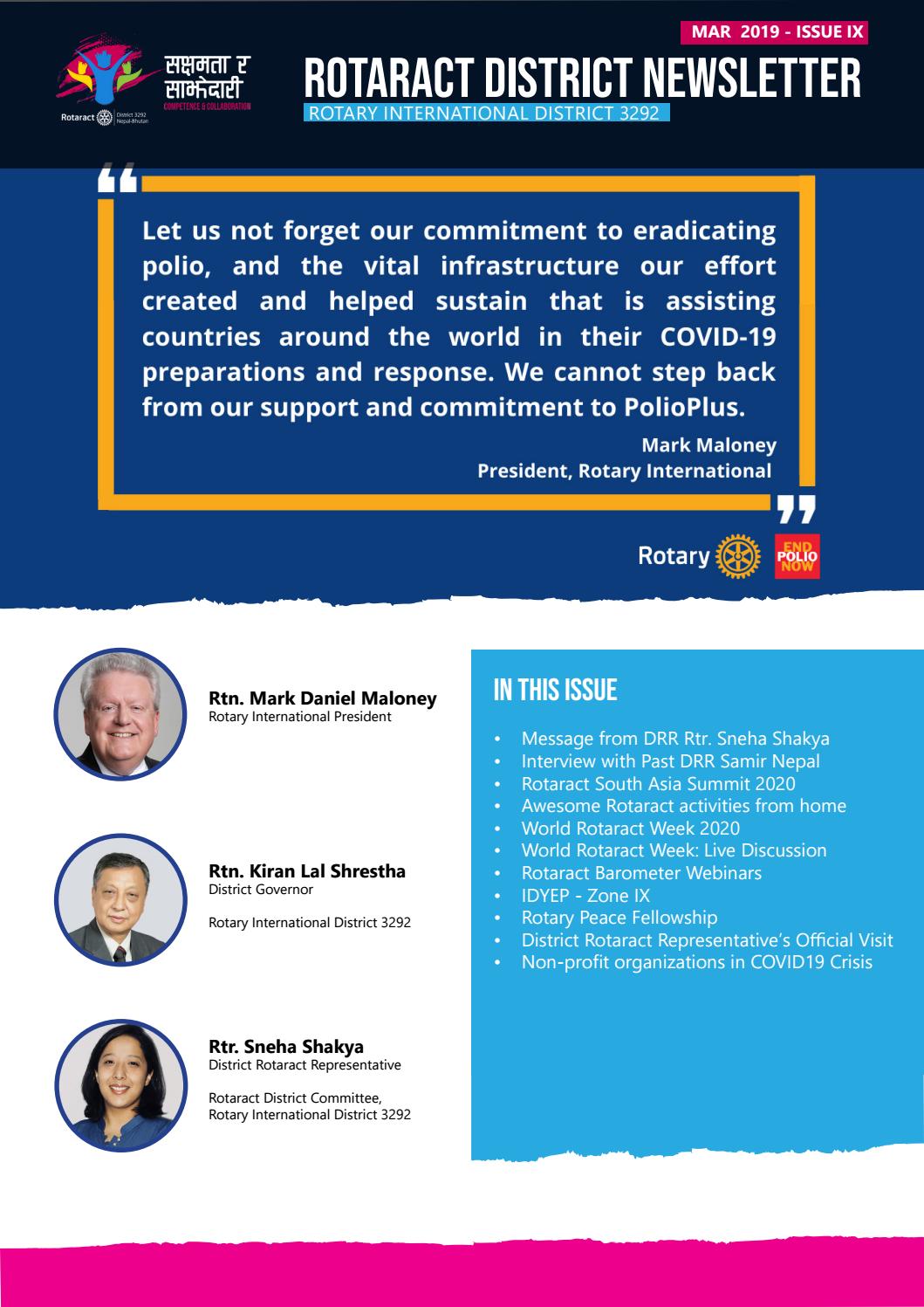 Rotaract District Newsletter | March 2020 | Issue 9 by Rotaract District 3292 - Issuu