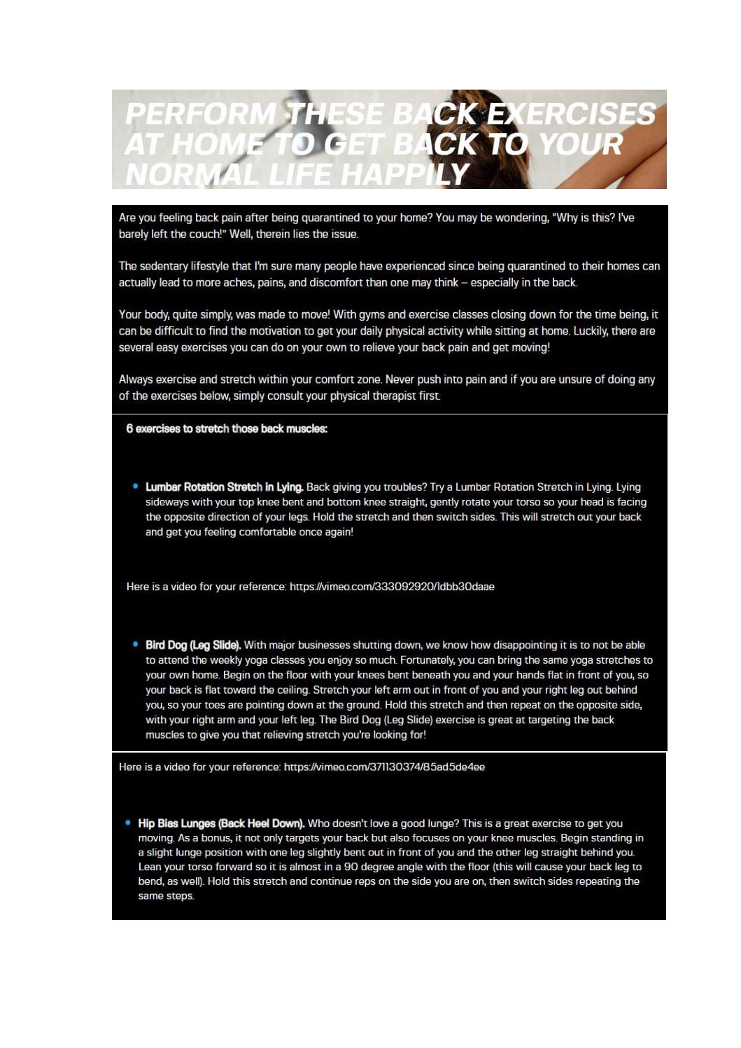 Perform these back exercises at home to get back to your normal life ...