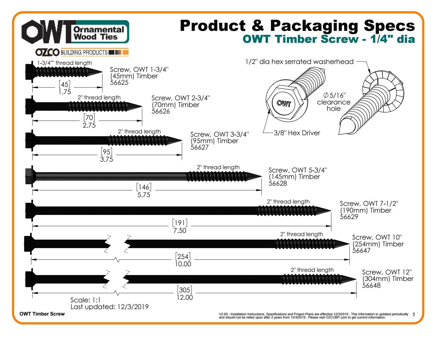 Timber Screws (All) Product Specs - 56625-48 by OZCO Building Products ...