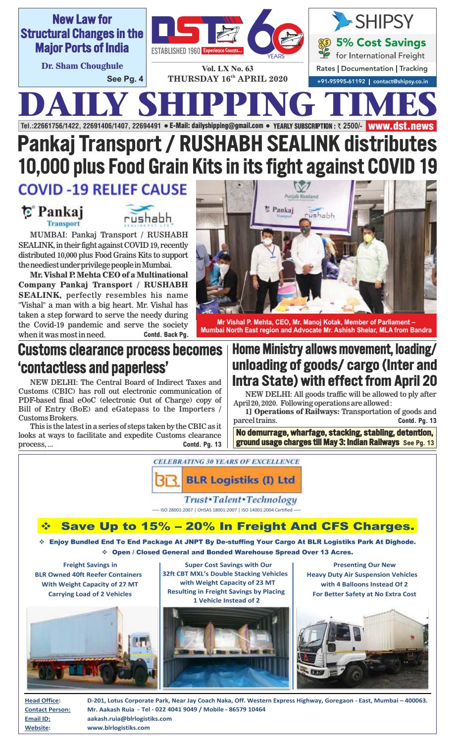 16-04-2020 by Daily Shipping Times - Issuu