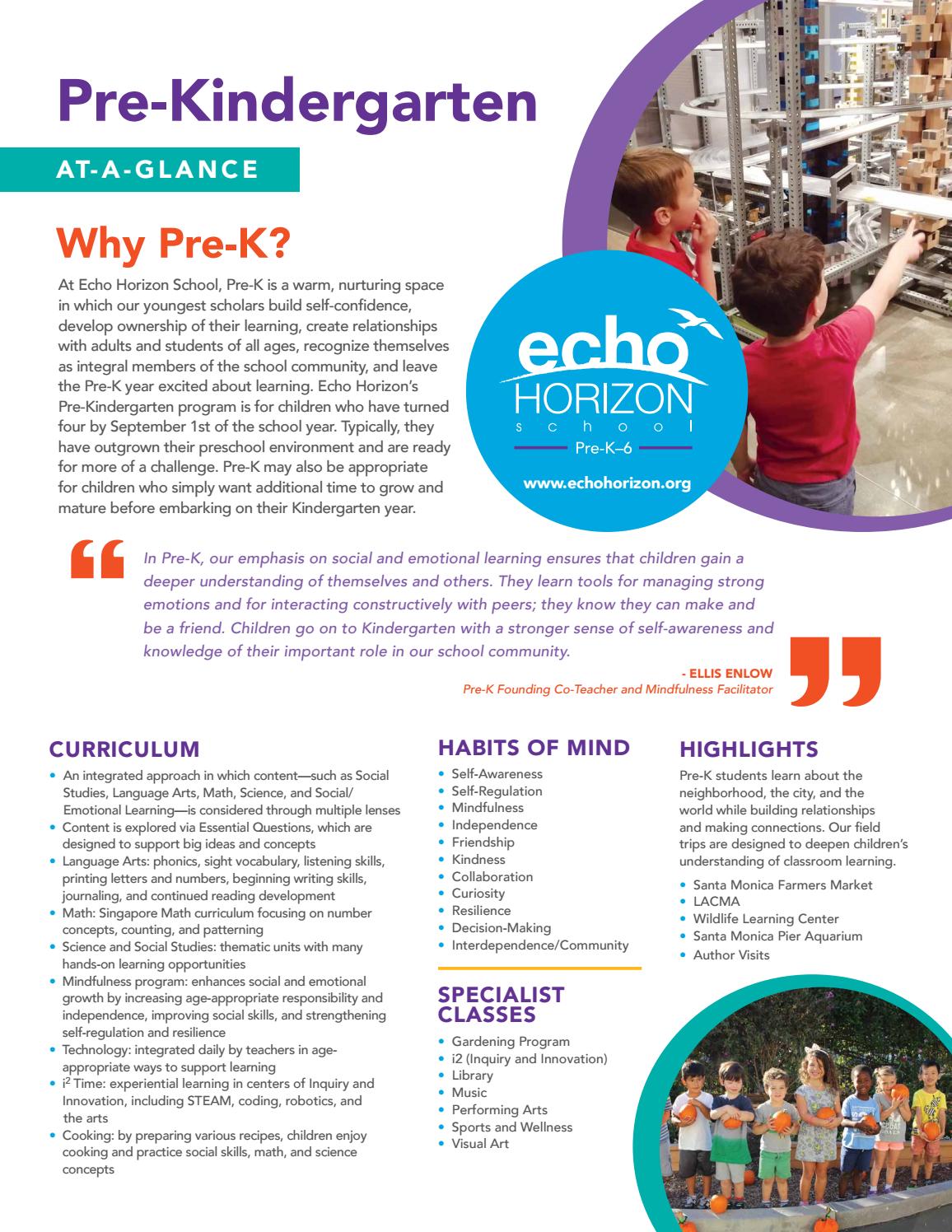 ECHO 2020 Admissions Flyers Pre-K by Echo Horizon School - Issuu