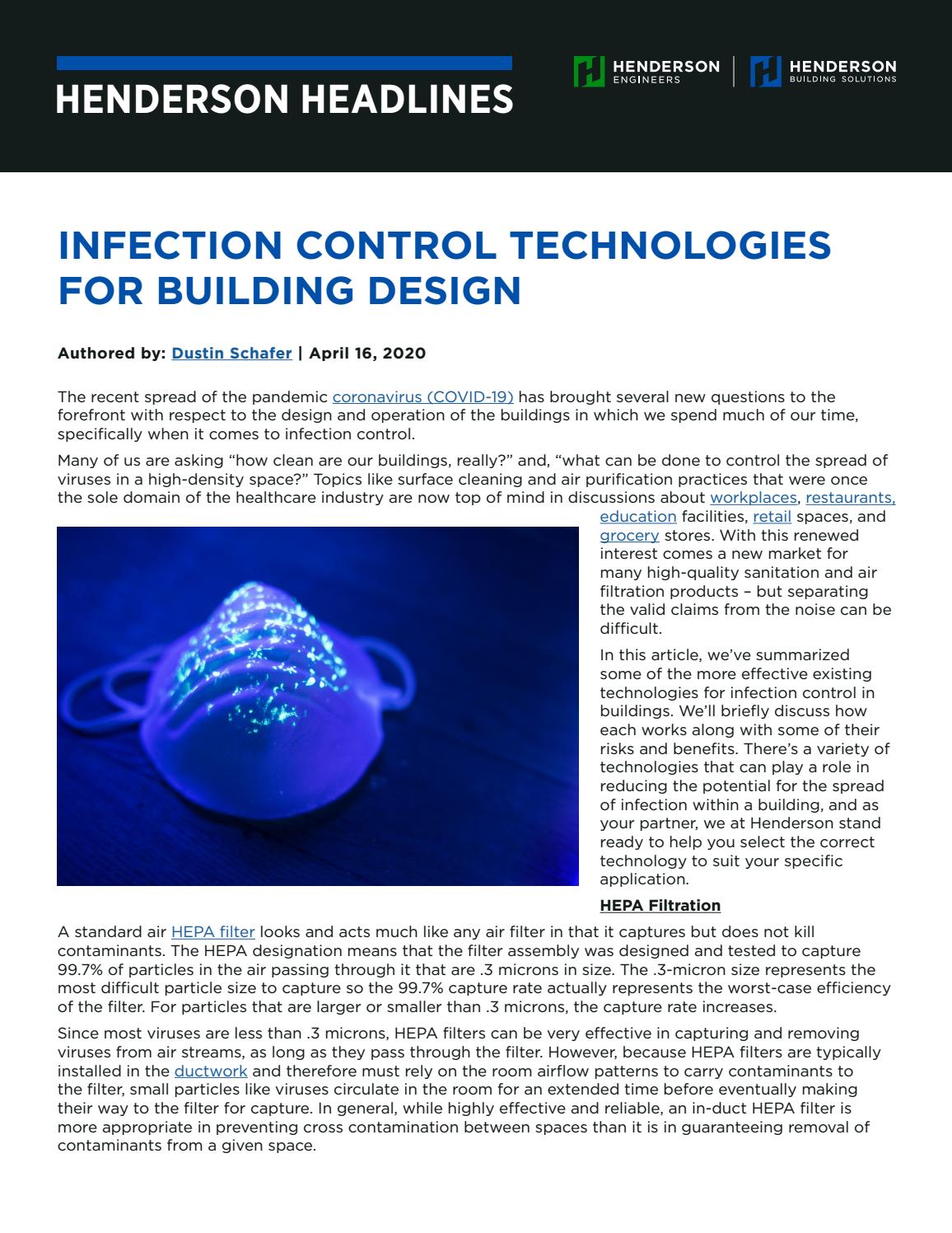 Infection Control Technologies for Building Design by ...