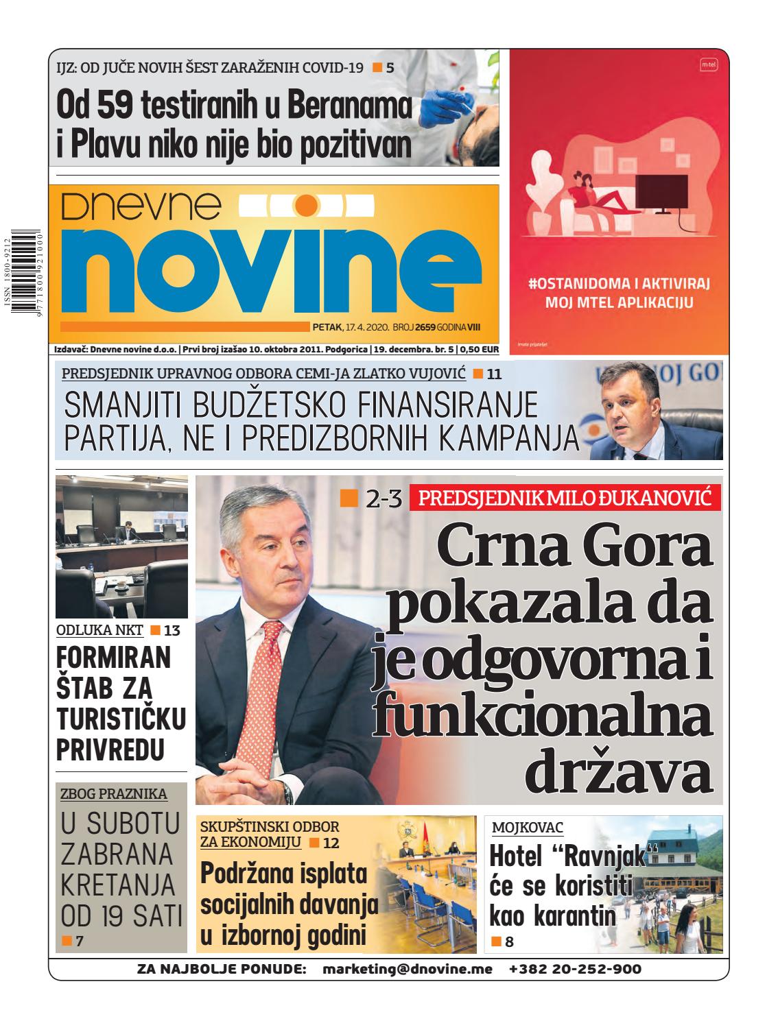 Dnevne novine 17. april 2020 by Dnevne Novine - Issuu