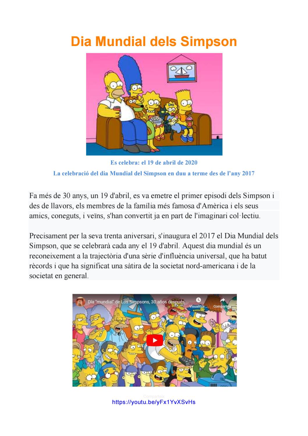 Dia Mundial dels Simpson! . Si vols saber-ne més... Biblioteca Tortosa ...