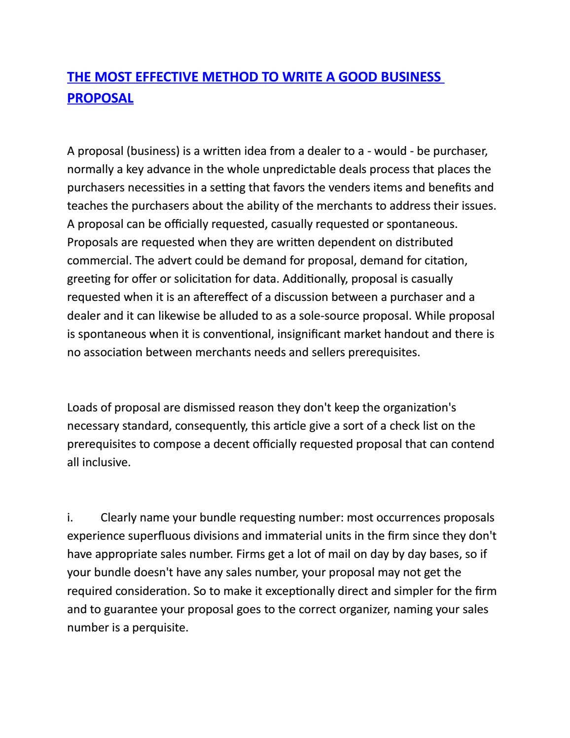 THE MOST EFFECTIVE METHOD TO WRITE A GOOD BUSINESS PROPOSAL by ...