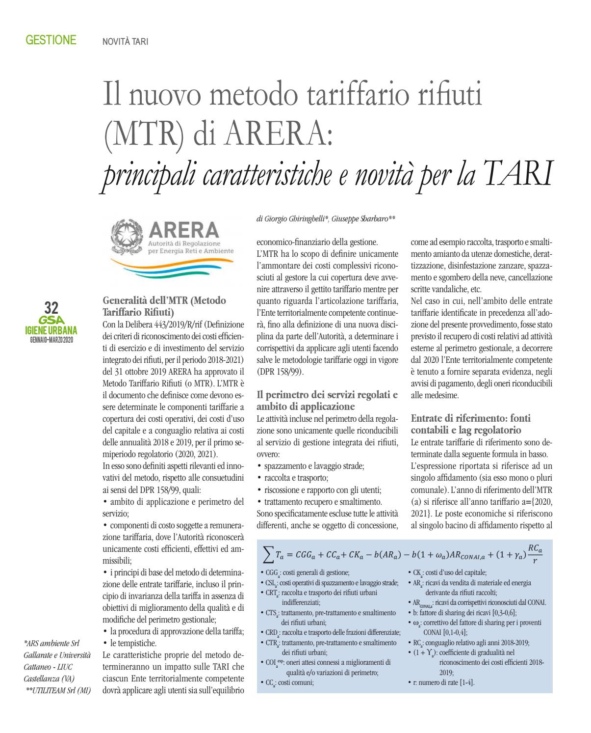 Il nuovo metodo tariffario rifiuti (MTR) di ARERA: principali ...