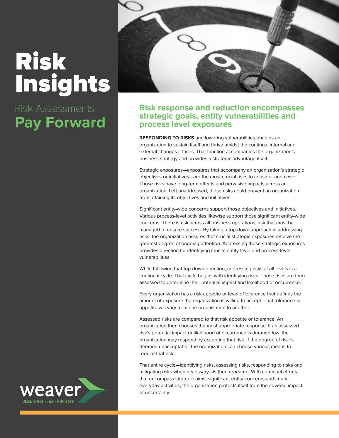 Risk Insights - Risk Assessments Pay Forward by Weaver - Issuu