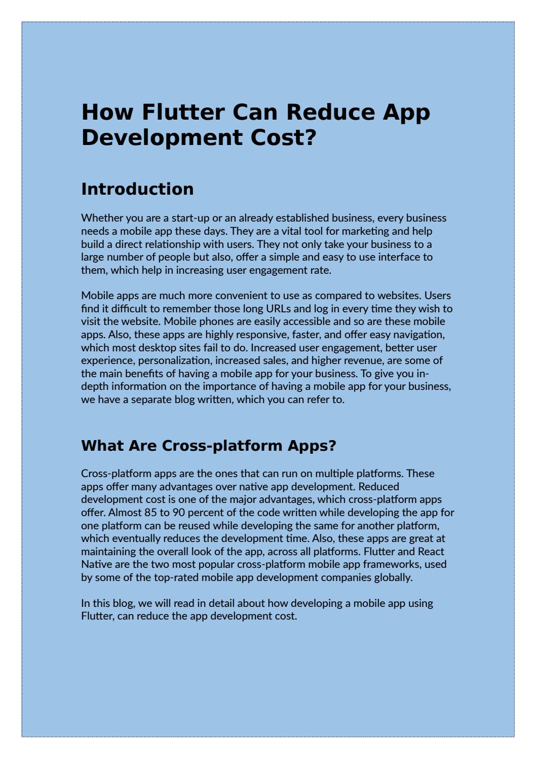 How Flutter Can Reduce App Development Cost? by Semidot Infotech - Issuu