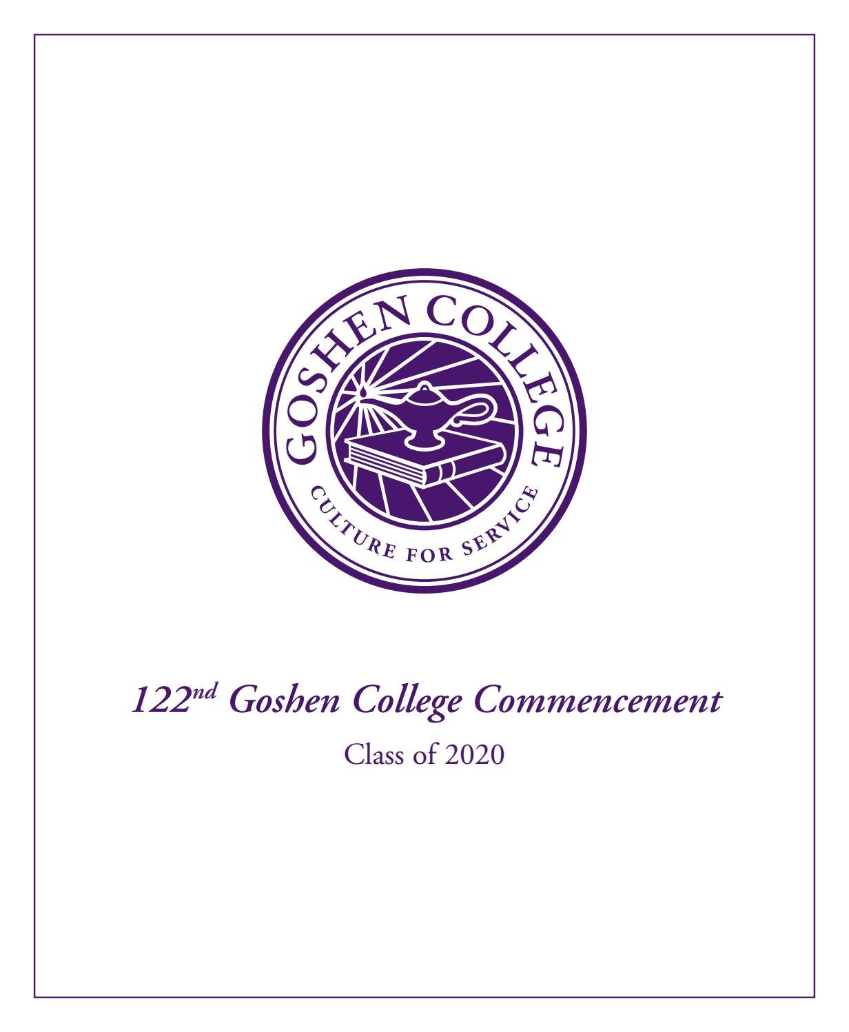 Goshen College 2020 Commencement Booklet by Goshen College - Issuu