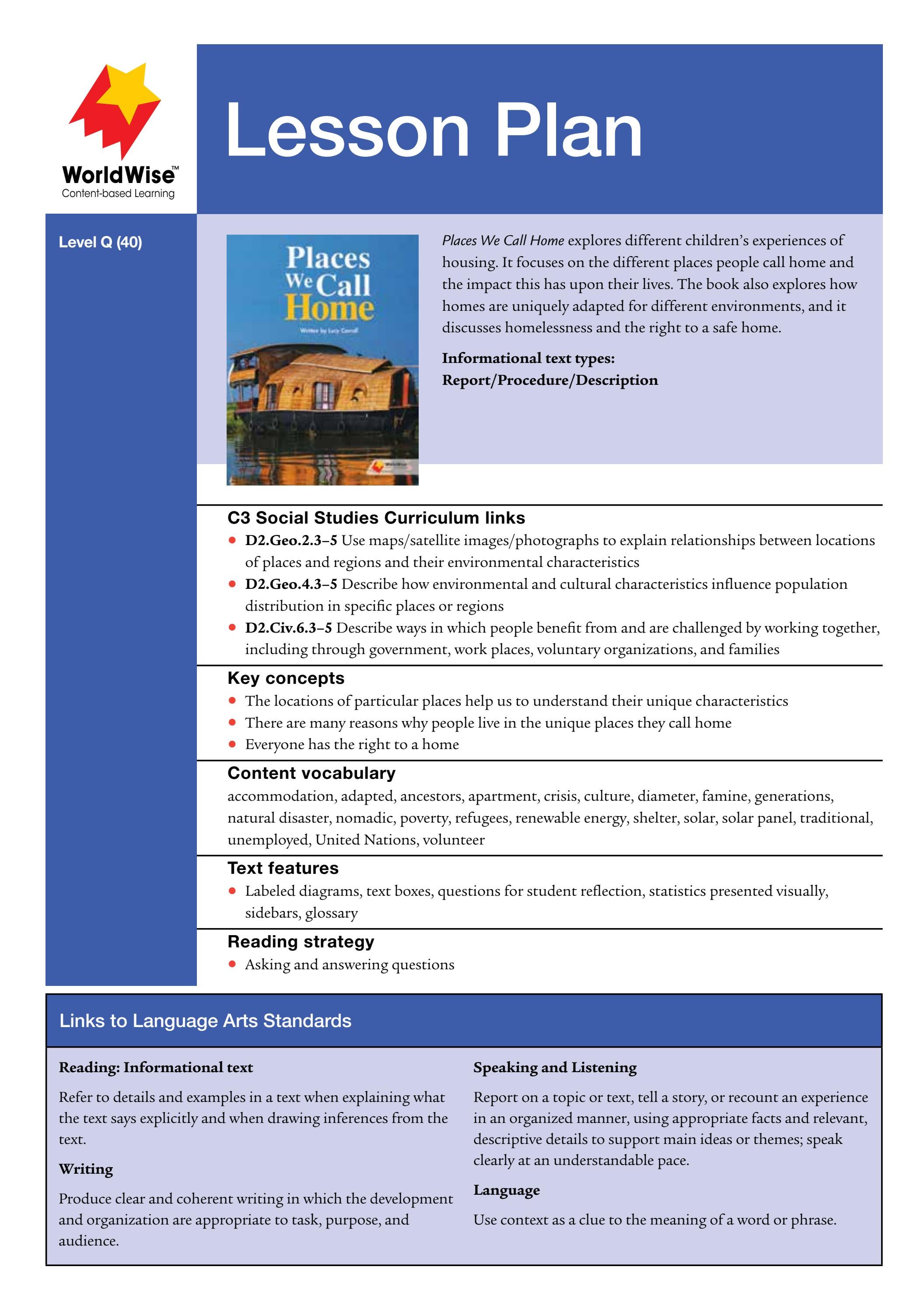 Places We Call Home Level Q Lesson Plan by Okapi - Issuu