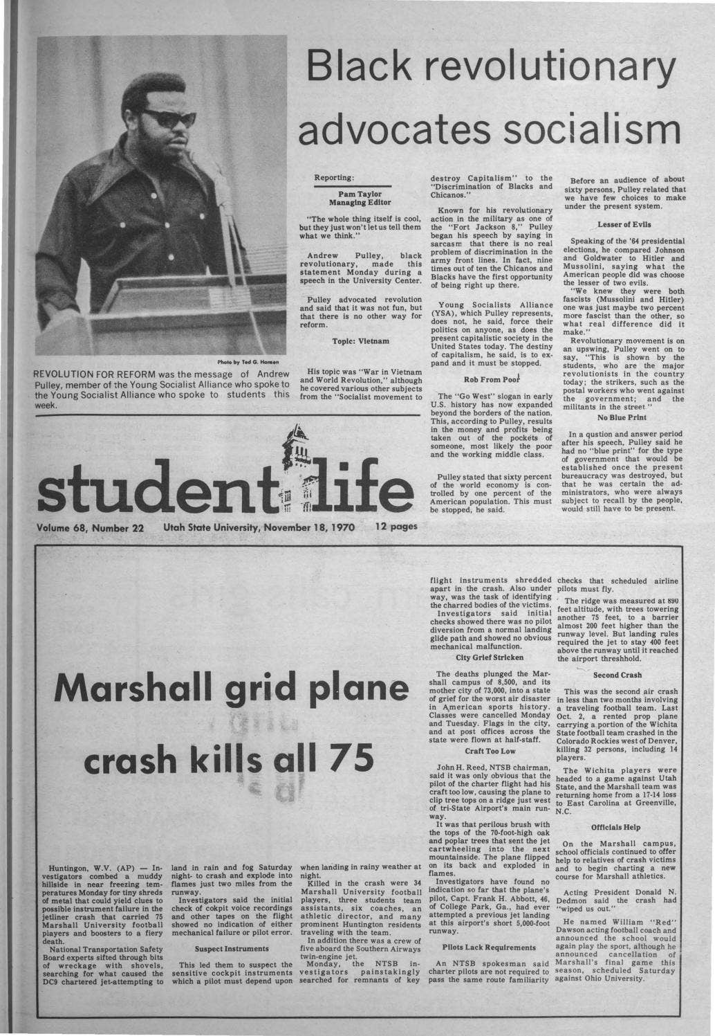 Student Life, November 18, 1970, Vol. 68, No. 23 by USU Libraries - Issuu