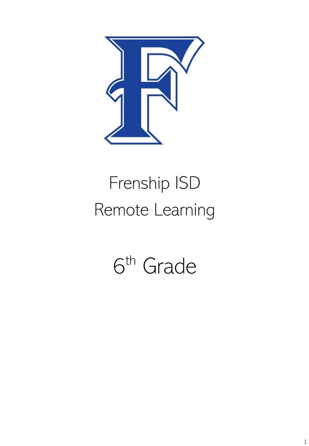 6th Grade Remote Learning April 27-May 1 by Frenship ISD - Issuu